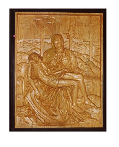 Golden Harvest Wooden Pieta Painting,5'X4 X3.5',Brown : Amazon.in: Home ...