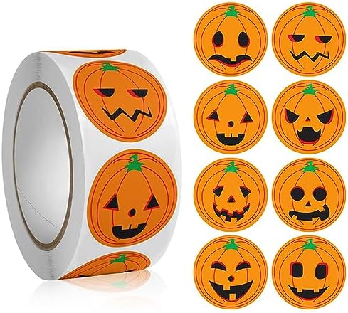 Amazon.com: Outus 500 Pieces Pumpkin Stickers Halloween Roll Stickers ...
