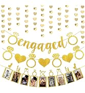 Engagement Party Decorations Banner Set - Silver Glitter Engaged ...