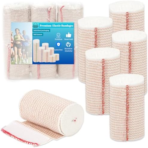 Amazon.com: Premium Elastic Bandage Wrap 3 inch 6 Pack Reusable ...