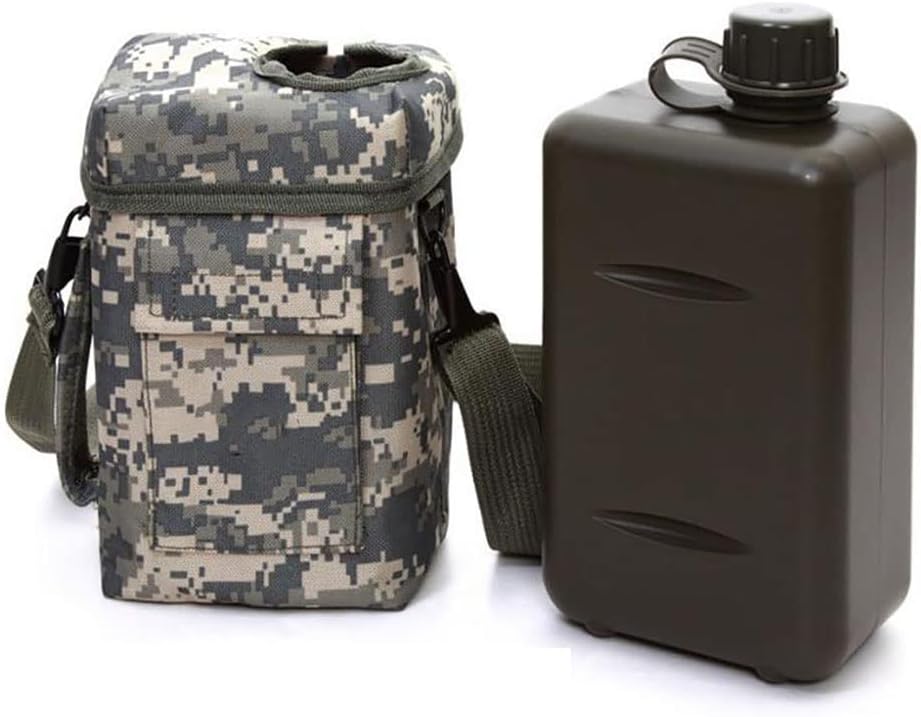 Amazon.com: Faustine Blue Military Canteen Camouflage PVC Water Bottle ...