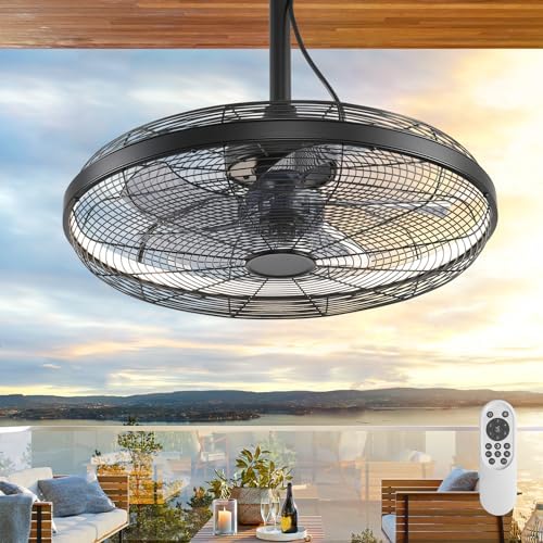 Ceiling Fan with Lights, 20'' Outdoor Waterproof Plug In IP65 Gazebo ...