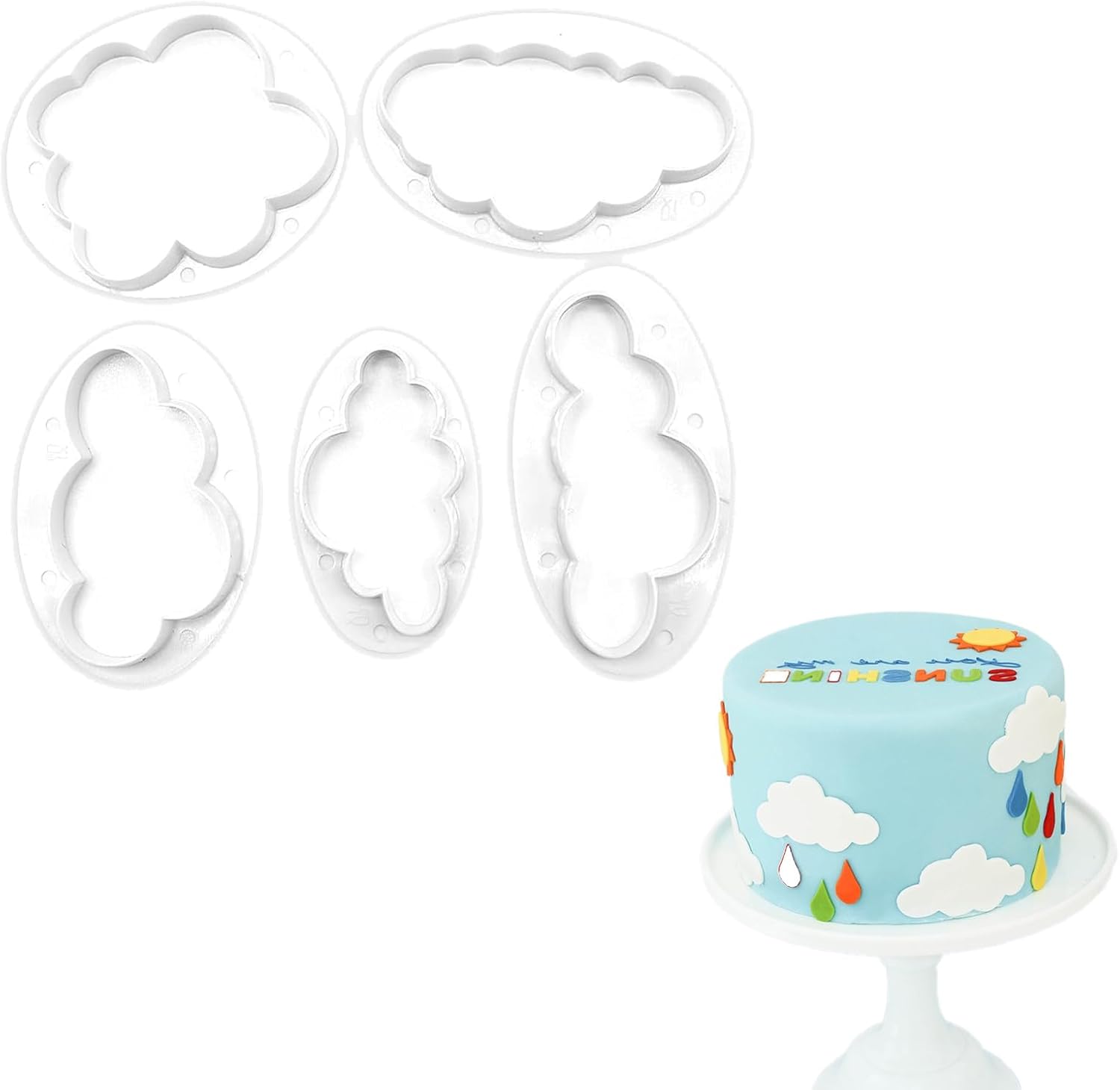 Cloud Cutters for Fondant, 5 Pcs Cloud Cutter Cloud Fondant Cutter ...