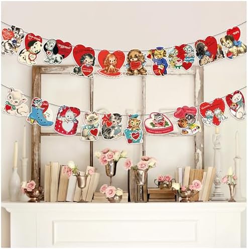Amazon.com: Valentines Day Decor Vintage Valentines Banner Traditional ...