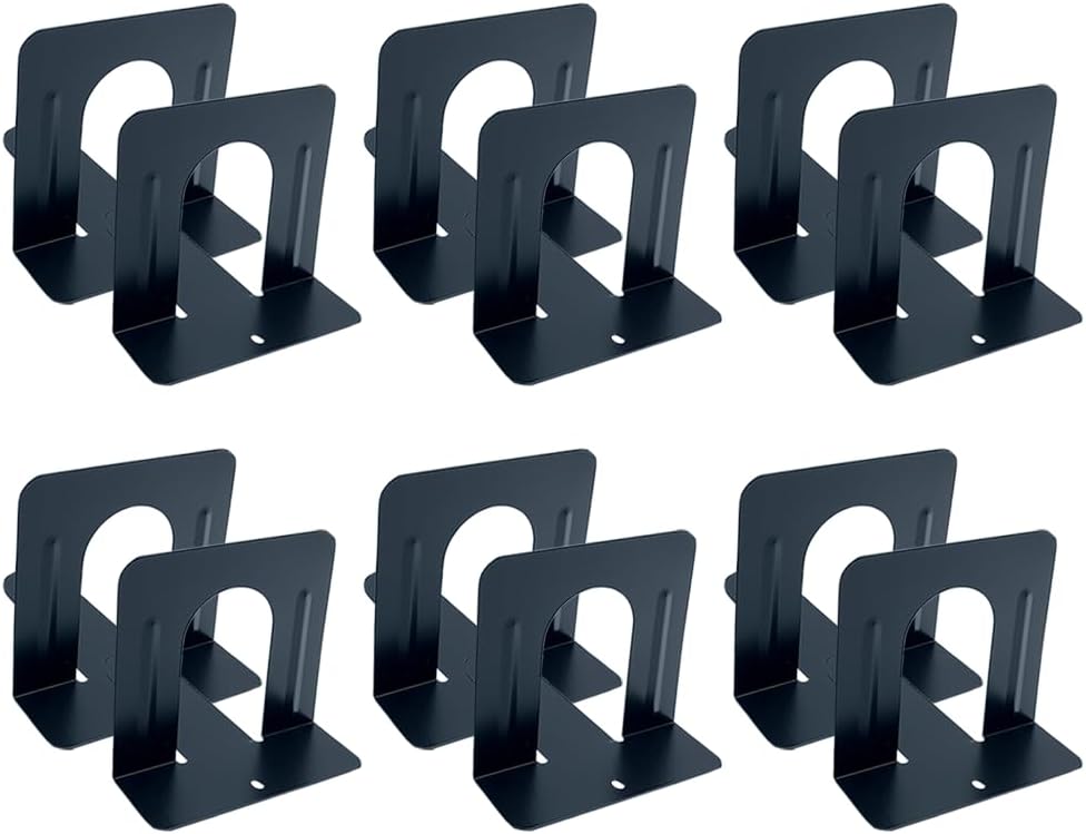 Amazon.com: 1InTheOffice Bookends for Shelves, Heavy Duty Black Metal L ...