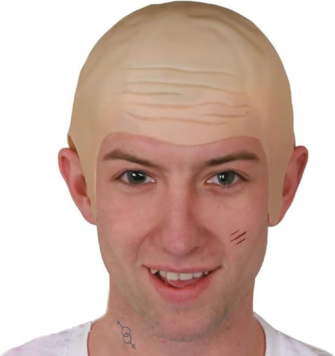 Auto-plaza Peluca de piel calva sin pelo con cabeza falsa de calva ...