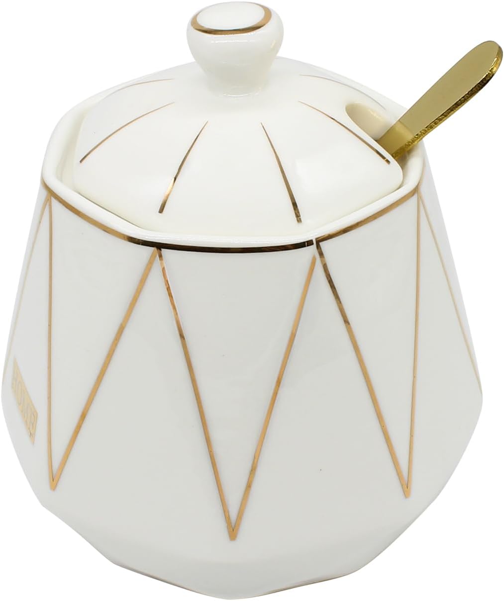 Amazon.com | BOSILI Ceramic Sugar Bowls with Lid Spoon for Sugar ...