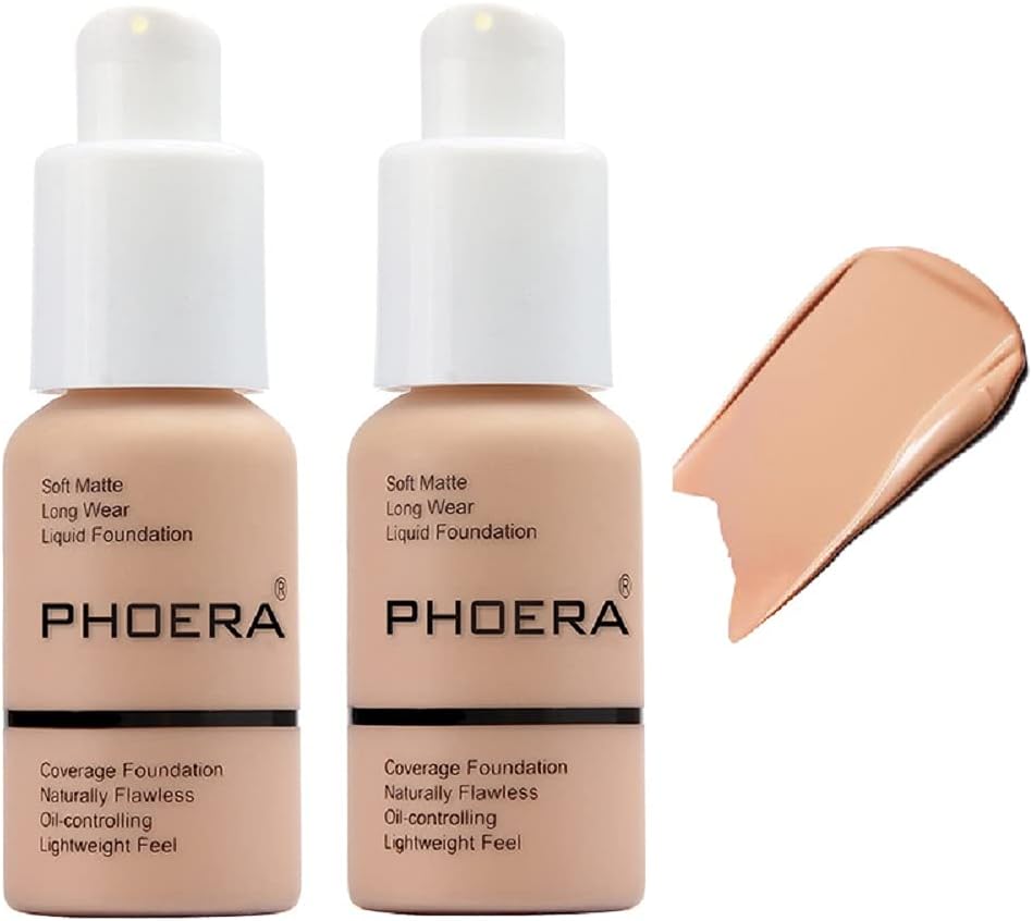Amazon.com : 2 PACK PHOERA Foundation,Flawless Soft Matte Liquid ...