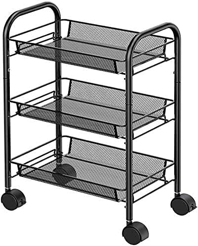 Amazon.com: 3-Tier Rolling Utility Cart Storage Shelves Multifunction ...
