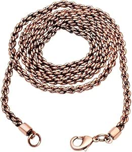 Amazon.com: Heliwale Solid Copper Rope Chain Pure Copper Oxidized Rope ...