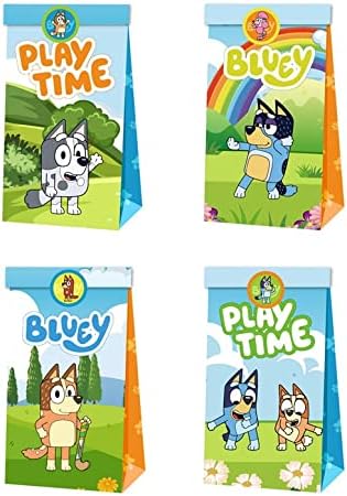 Amazon.com: 12 Pc Blue dog Party Gift Bags,Blue dog birthday Party ...