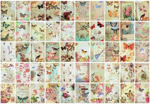 100 Sheets Vintage Scrapbook Paper, Decoupage Paper Sheets with Flowers ...