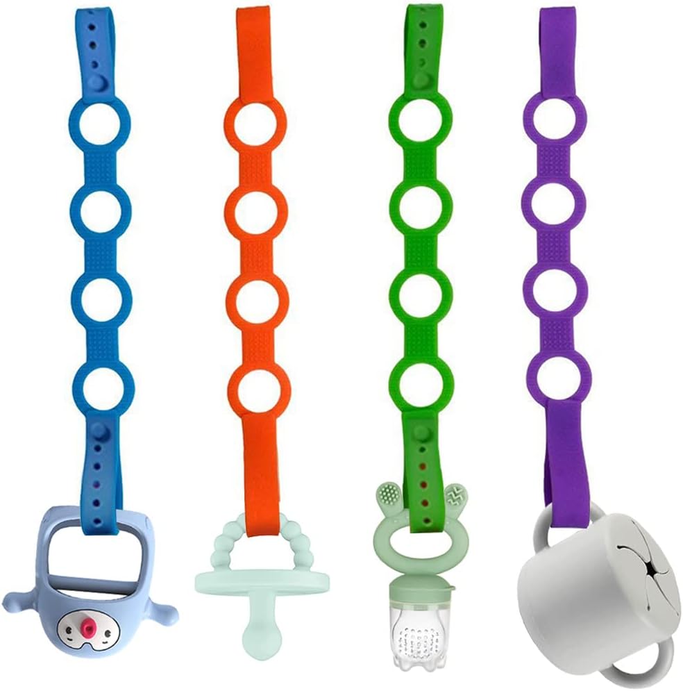 Amazon.com : 4PK Toy Safety Straps, Stretchable Silicone Pacifier Clips ...