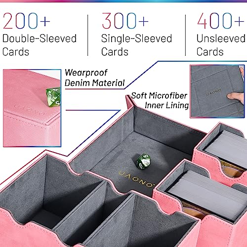 UAONO MTG Card Deck Box with Dice Rolling Tray, TCG Double Deck Box ...