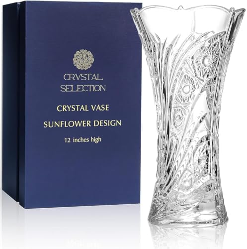 Amazon.com: CS Crystal Vase 12-inch high, Sunshine Design, for Flowers & Decor. Lovely Nice ...