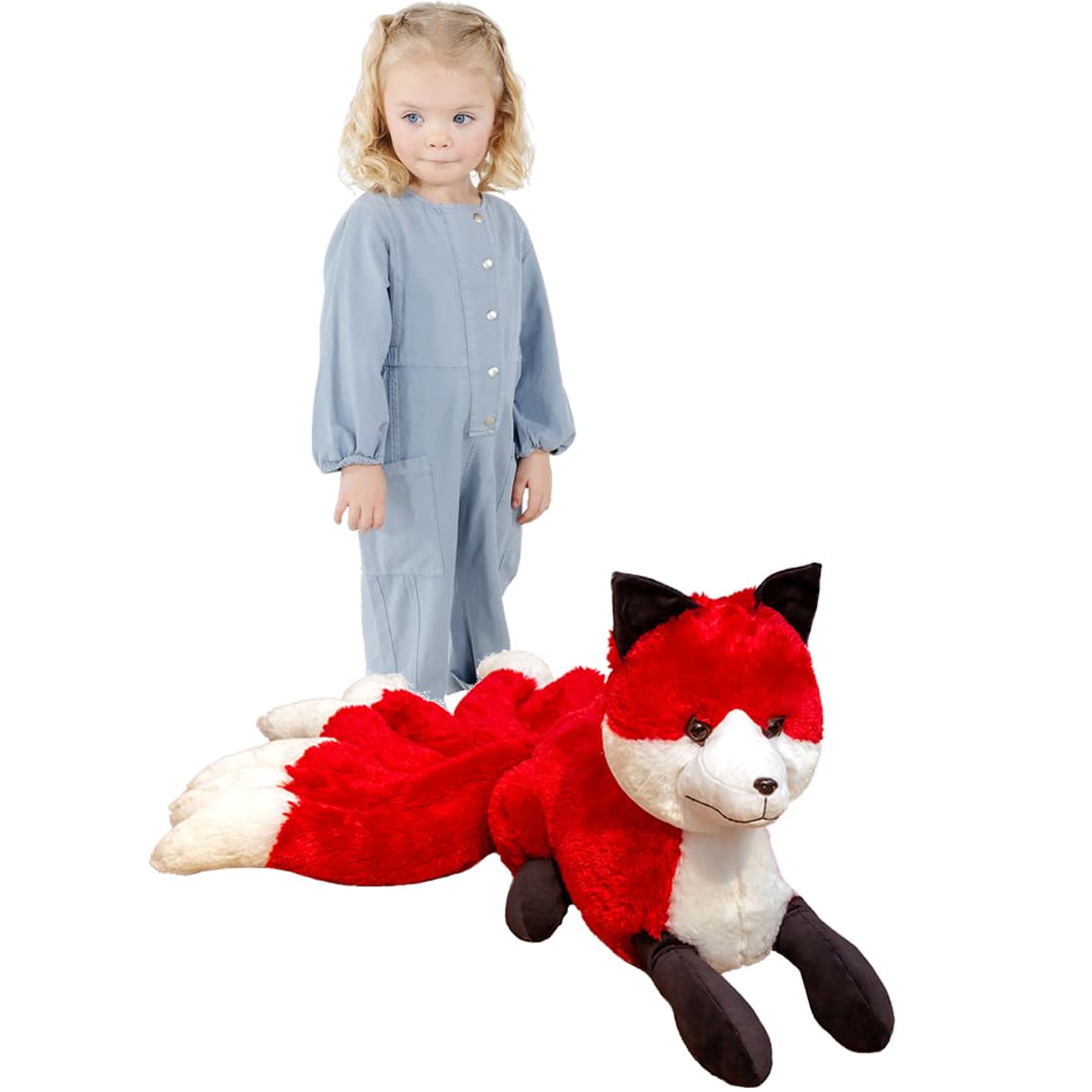 Amazon.com: ELAINREN Lifelike Nine-Tailed Red Fox Stuffed Animals Toy ...