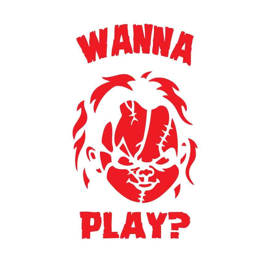 Amazon.com - Luloop Designs - Wanna Play Chucky Doll Scary Face Decal ...