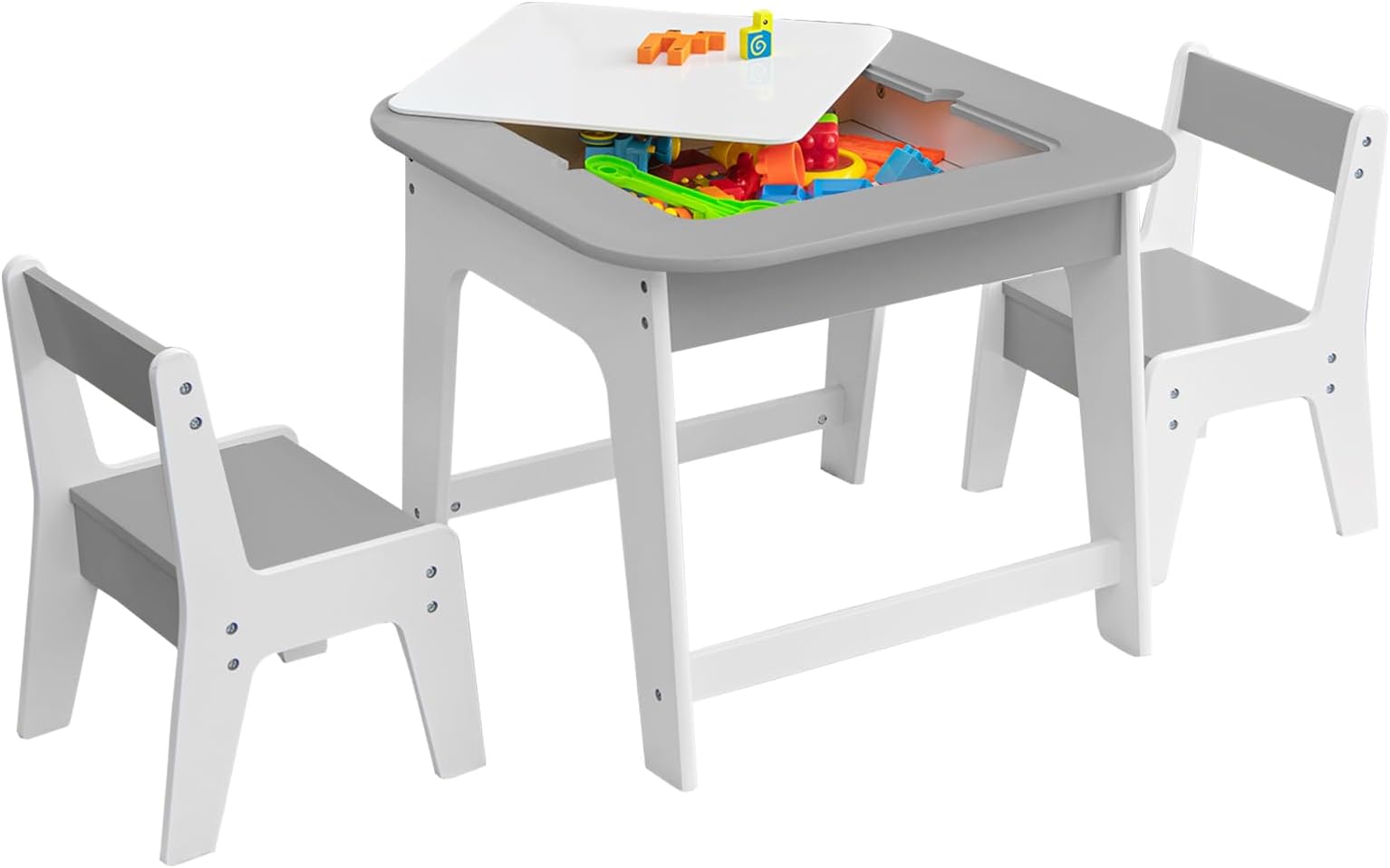 GYMAX Kids Table and Chair Set, Children Activity Desk with Removable ...