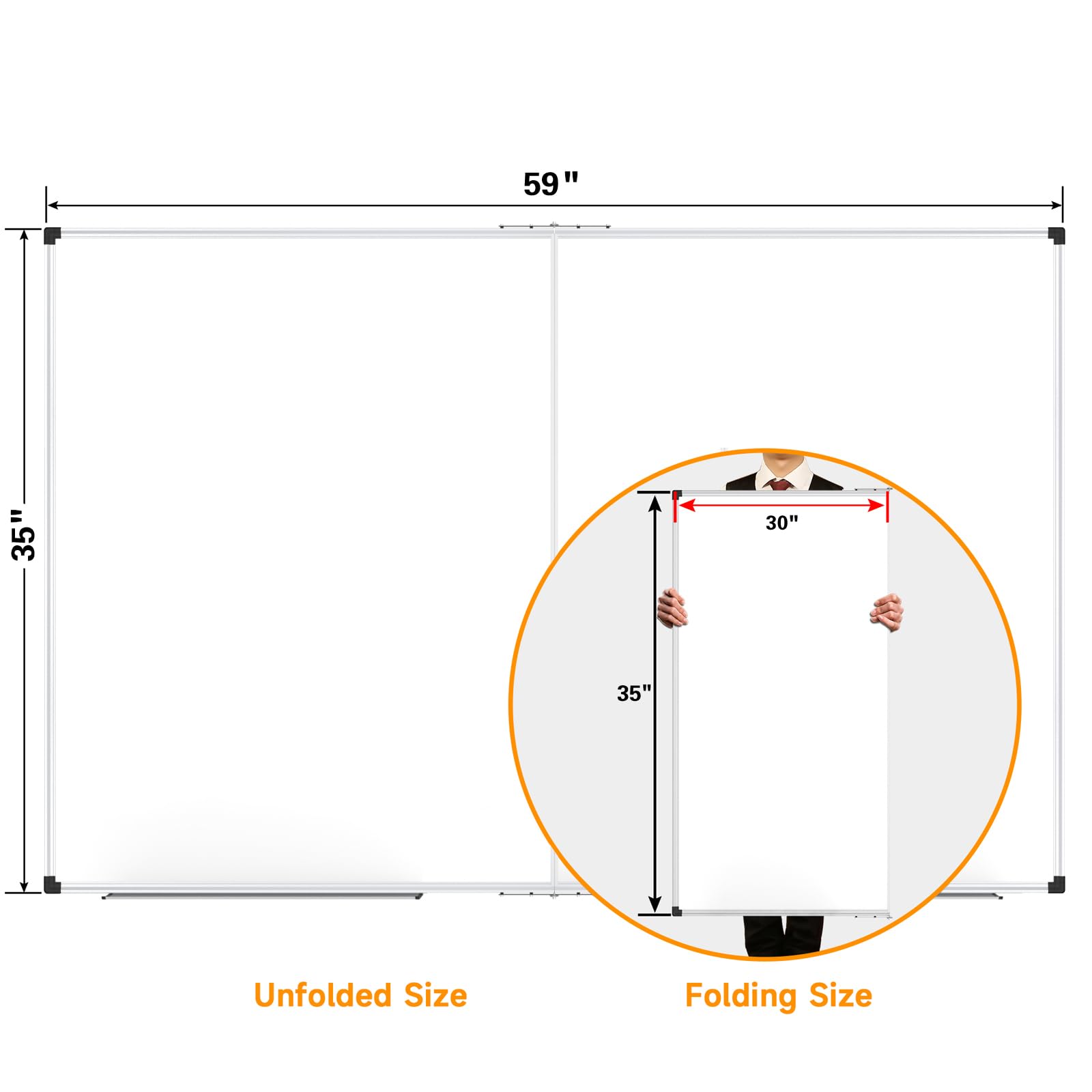 XBoard Extra Large Magnetic Whiteboard 60 x 36 Inch, Giant Foldable Dry ...