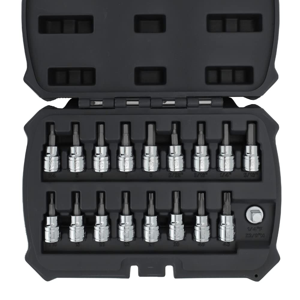 MichaelPro Hex and Torx Bit Socket Set, 18-Piece 3/8 Inch Drive Hex ...