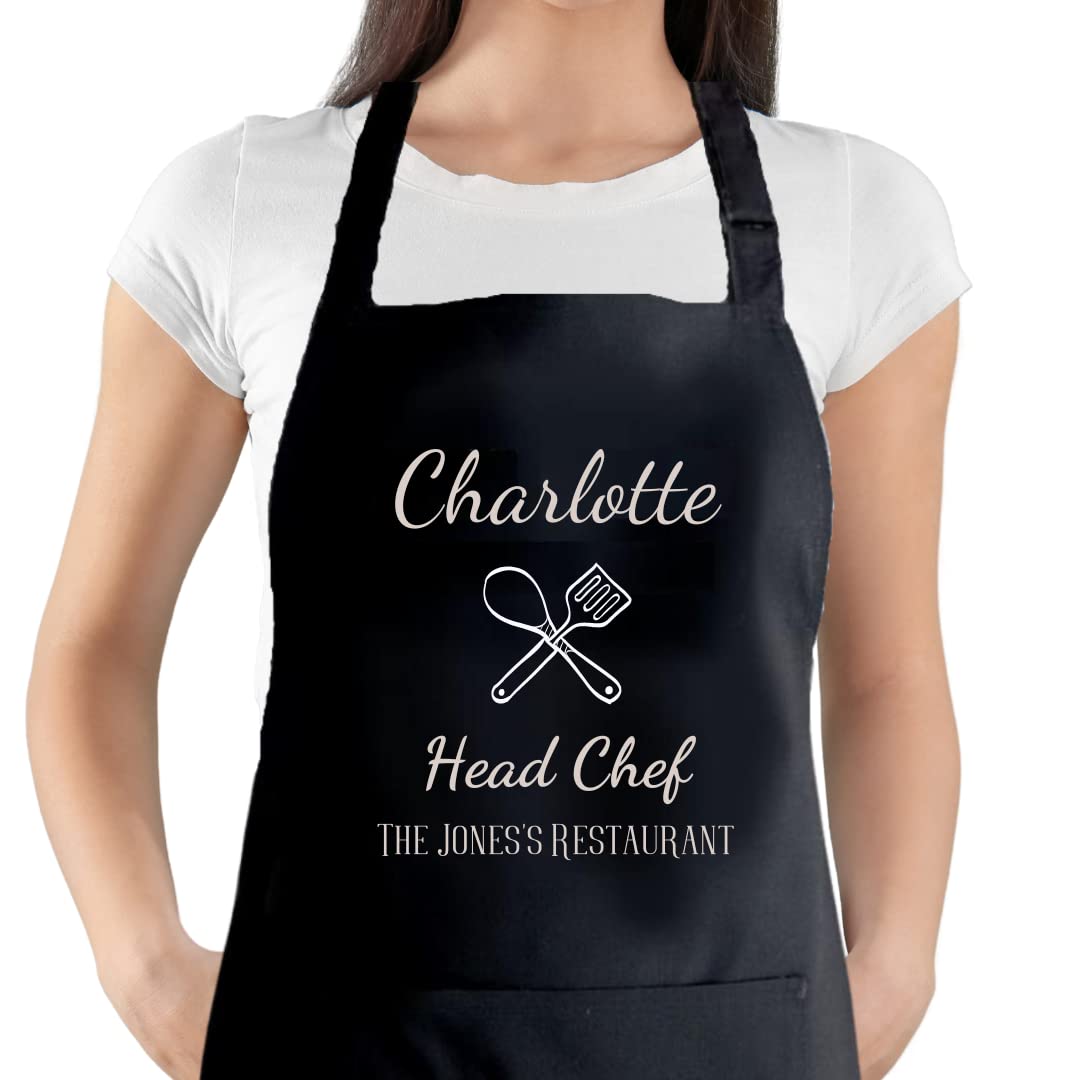 Second Ave Personalised Black Apron Unisex Head Chef Cooking Kitchen ...