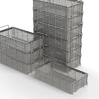 Stacking Tote Basket, 24L x 13W x 6H, 304 SS, 1/2 x #18 Expanded Metal ...