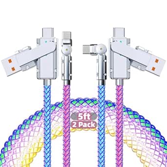 Amazon.com: Light Up USB C Charging Cords 2 Pack 5ft LED USB C to C ...