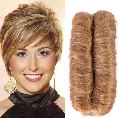 Amazon.com : Flosius 28 Pieces Short Human Hair Weave with Top Closure ...