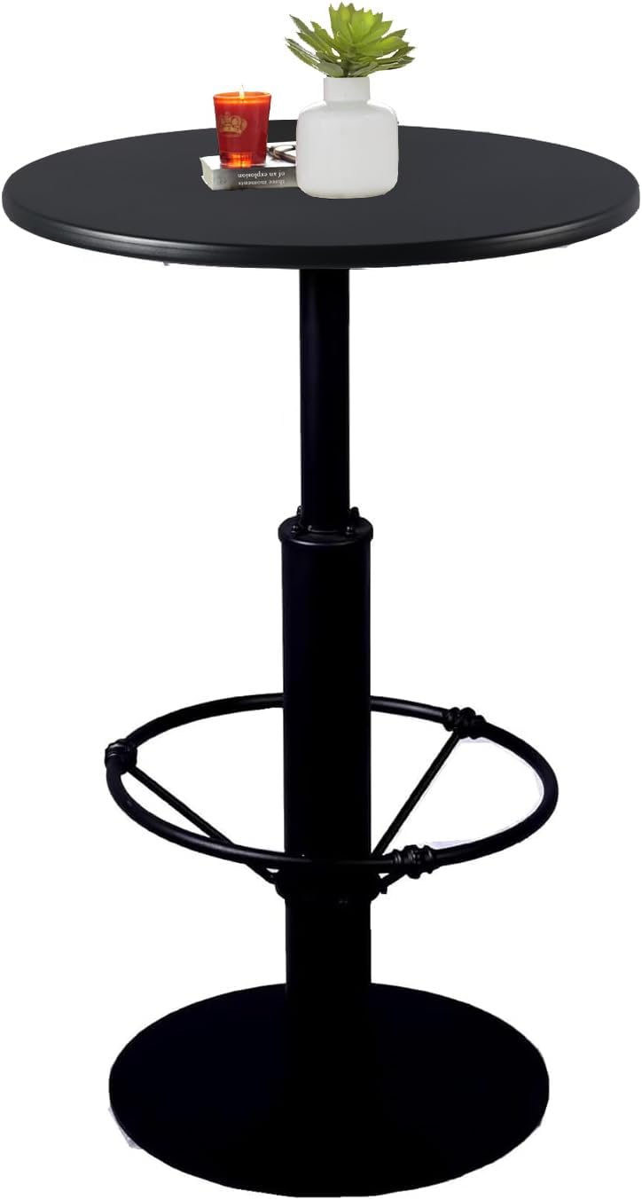 Amazon.com: Diwhy Industrial Pub Table 23.6" Iron Round Desktop 37.4 ...