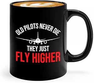 Amazon.com: Pilot Coffee Mug 11oz Black - Old pilots - Flight crew ...