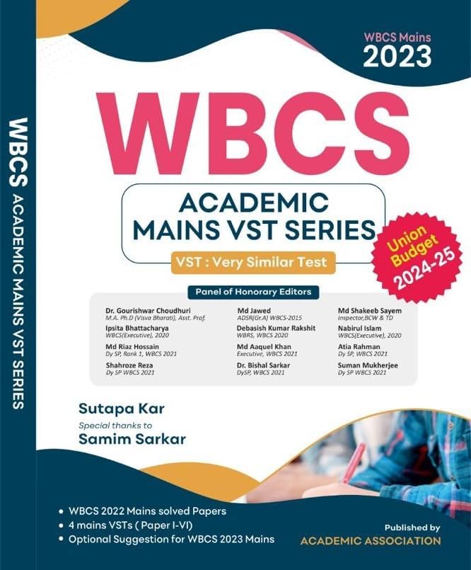 Buy WBCS 2023 Academic Mains VST Series | Union Budget 2024-25 | WBCS ...