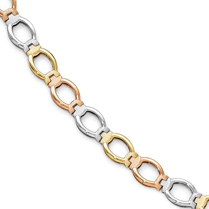 Amazon.com: Bracelet 14K Tri-Color Gold bracelet Links Link, 7.5 in ...