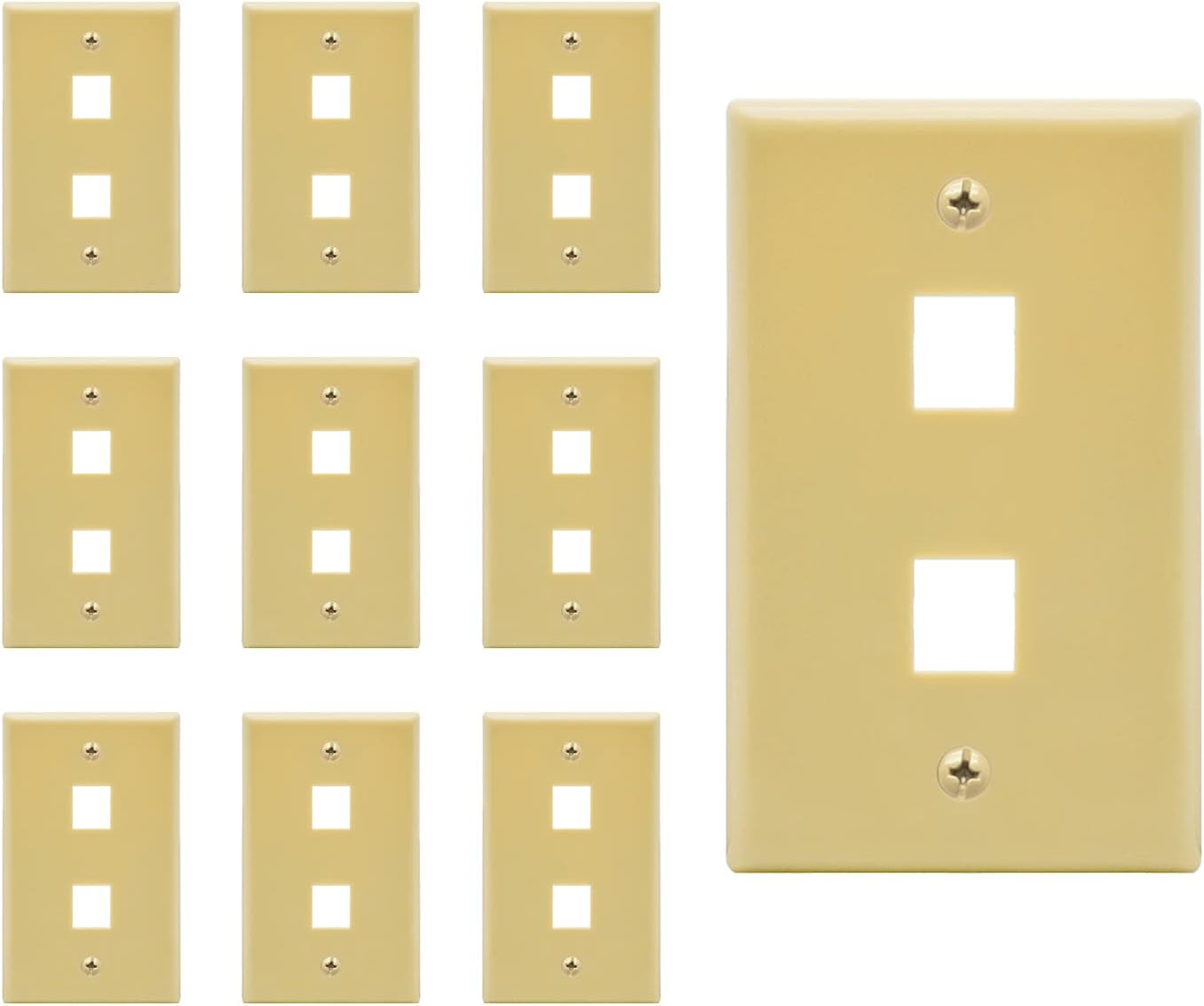 Amazon.com: Cmple - 2 Port Keystone Wall Plate Ivory (10 Pack) with ...
