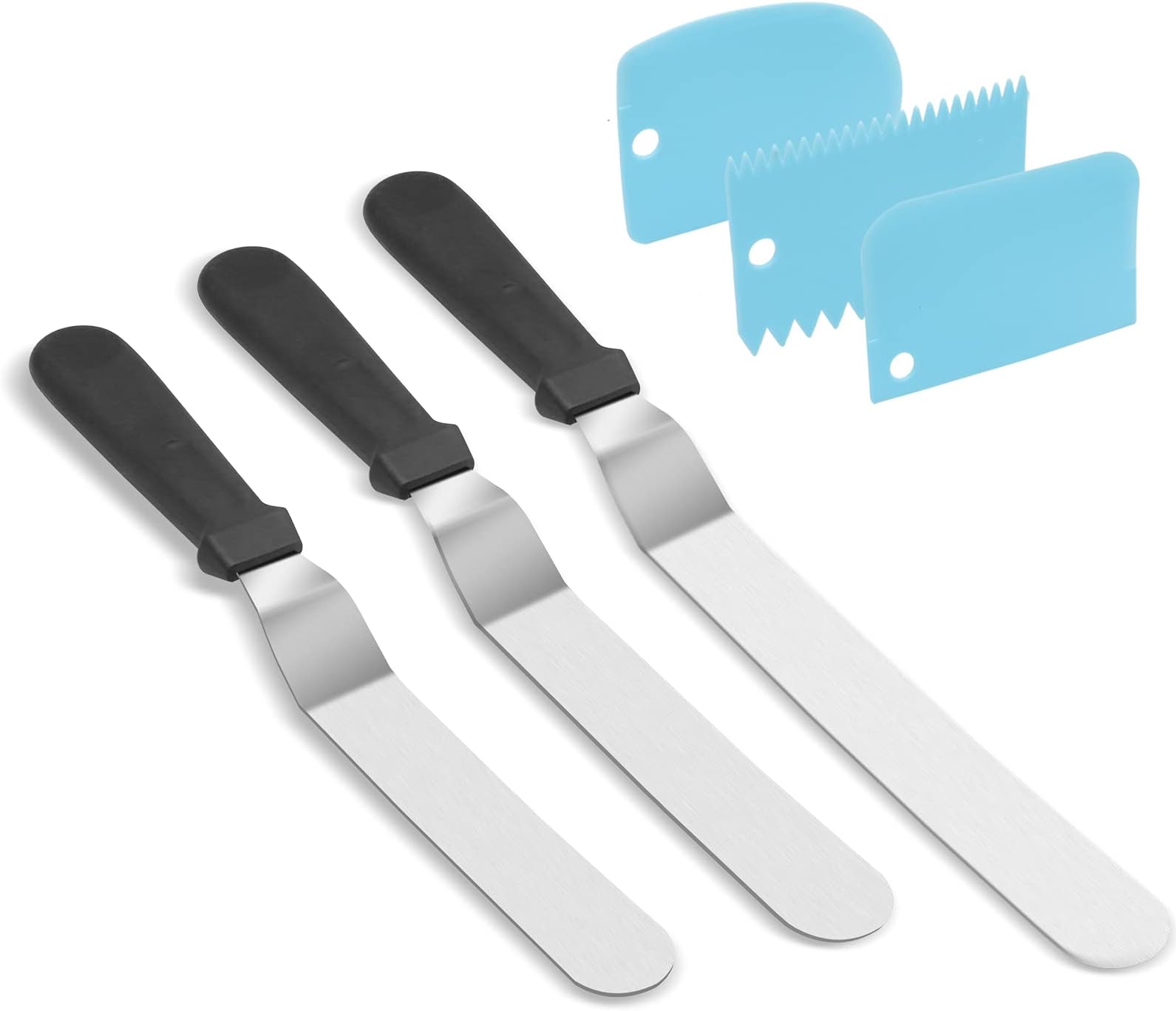 Amazon.com: Angled Icing Spatula Set and 7 Packs Cake Scrapers Smoother ...