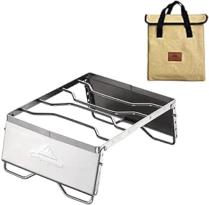 Campingmoon Folding Campfire Grill, 304 Stainless Steel Camp Fire Grill, Windproof Open Fire ...