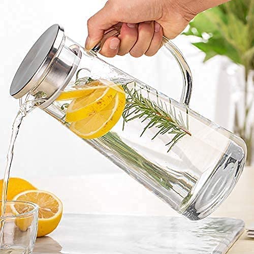 Buy Cracker Glass Water Jug with Lid Glass Pitcher Hot Water Jug Milk ...