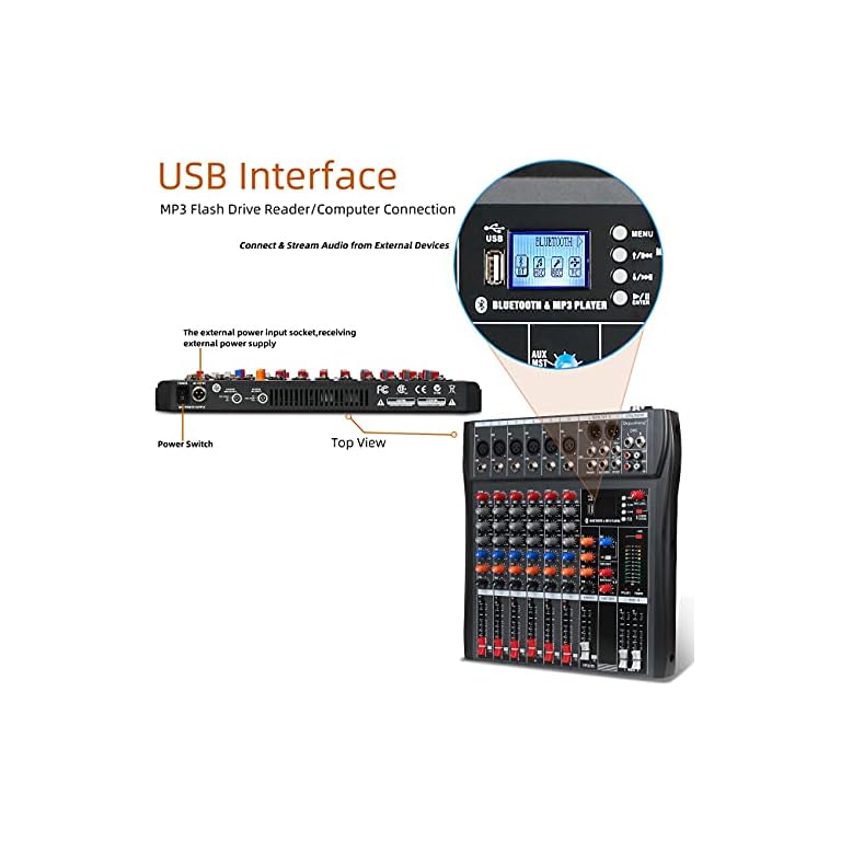 Depusheng DX6 Professional Mixer Sound Board Console 6 Channel Desk ...