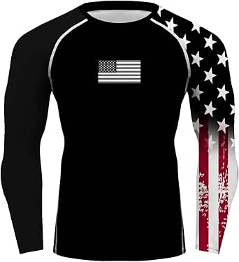 American Flag Mens Long Sleeve Rash Guard Compression Gym Trainning ...