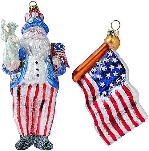 Amazon.com: Patriotic Santa Ornament 3-1/2 IN. x 2-3/4 IN. x 1 IN ...