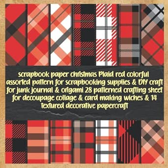 scrapbook paper christmas Plaid red colorful assorted pattern for ...