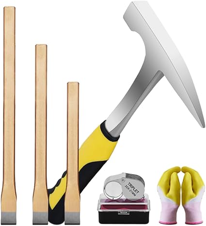 Complete Rock Hounding and Mining Tool Kit: 6 PCS Set with 22oz Rock ...