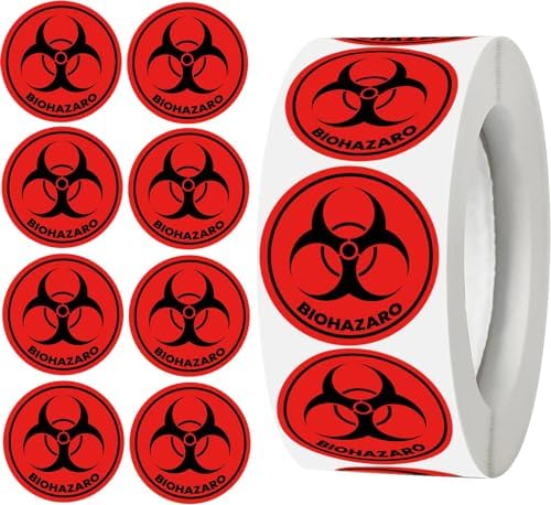Amazon.com: 1 Inch Biohazard Stickers Waterproof Biohazard Warning ...