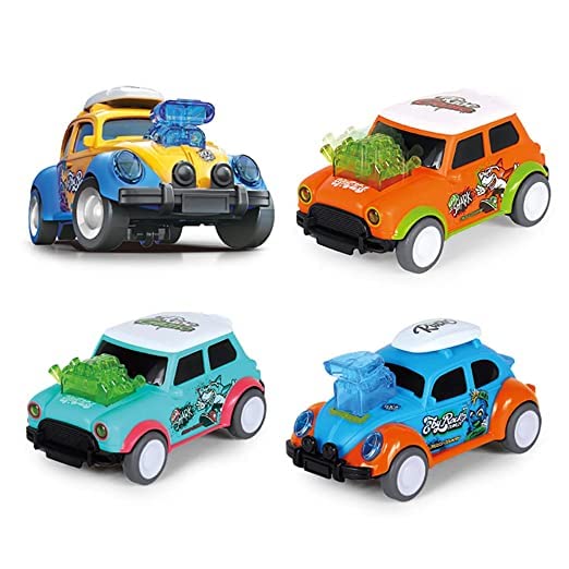Buy MONOVOX Pack of 4 Bobbing Dancing Car Push and Go Play Set Friction ...