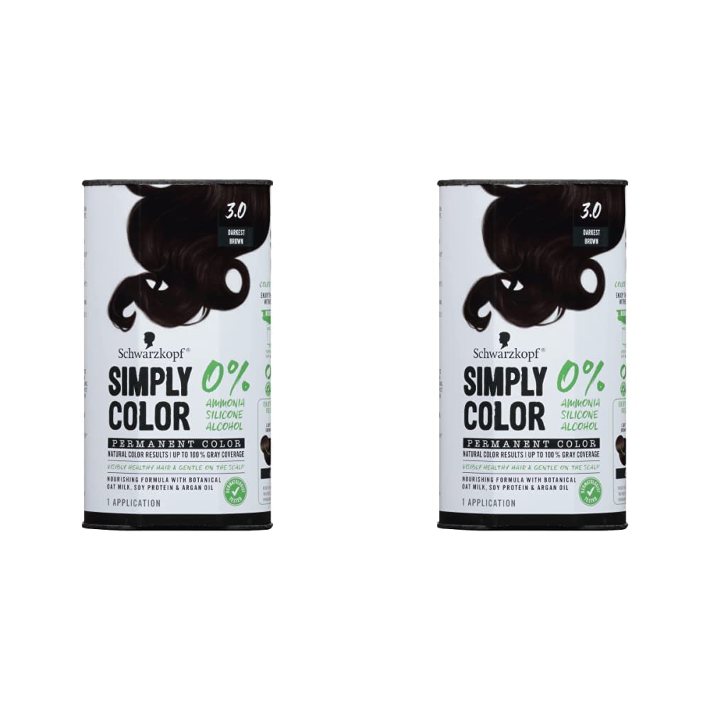 Amazon.com : Schwarzkopf Simply Color Permanent Hair Color, 3.0 Darkest ...