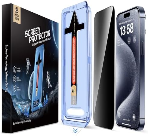 MAGIC JOHN 2 pezzi per iPhone 15 per vetro temperato (6,1 pollici ...
