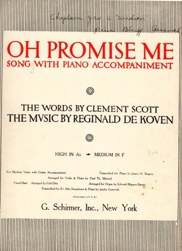 Vintage Sheet Music: OH PROMISE ME (Song with Piano Accompaniment ...