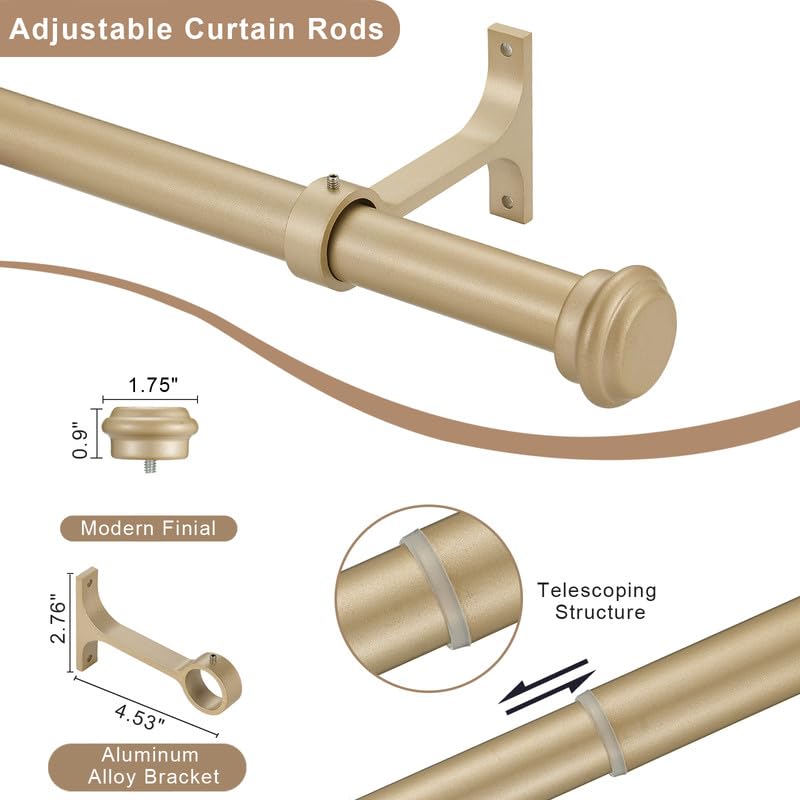 Heavy Duty 1 Inch Diameter Single Curtain Rods, Curtain Rods for ...