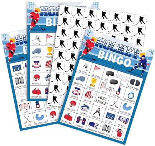 Amazon.com : Liliful 35 Pcs Hockey Bingo Games 24 Players Ice Hockey ...