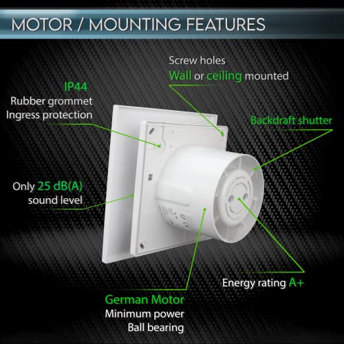 Fantronix NAZAIR 100 mm Modern Bathroom Extractor Fan with Timer Quiet ...