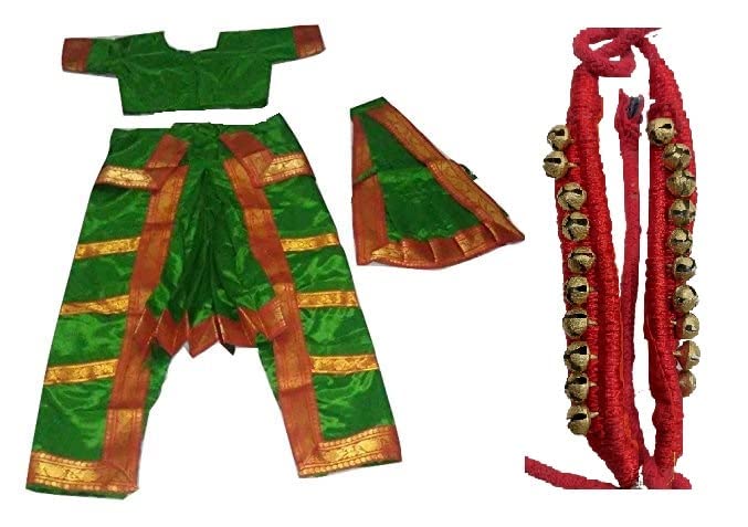 BHARATANATYAMWORLD Green Color Economical Classical Dance Dress with ...